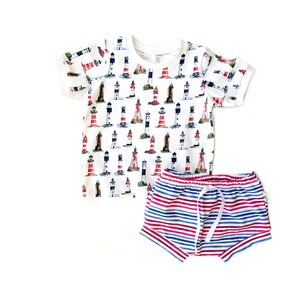 Nautical Theme Kids Lounge Set With Lighthouse Print, Maritime Children ...