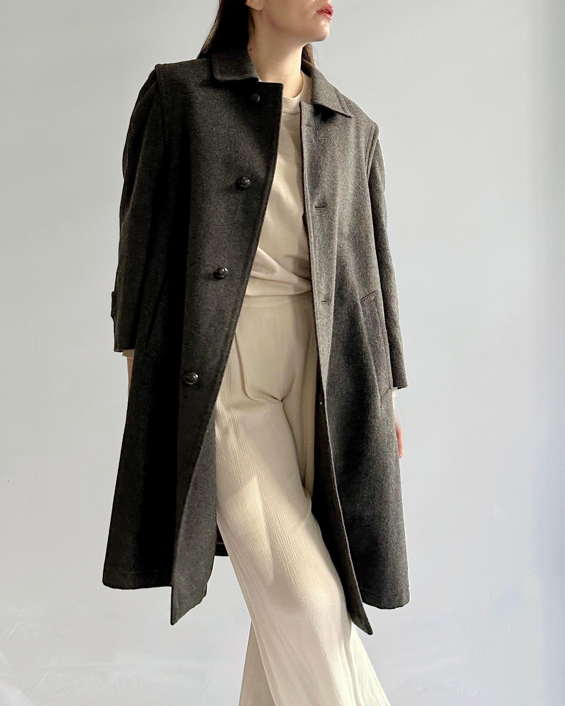 Vintage 90s Austrian Grey Wool Loden Coat, Mid-length A-line Overcoat ...