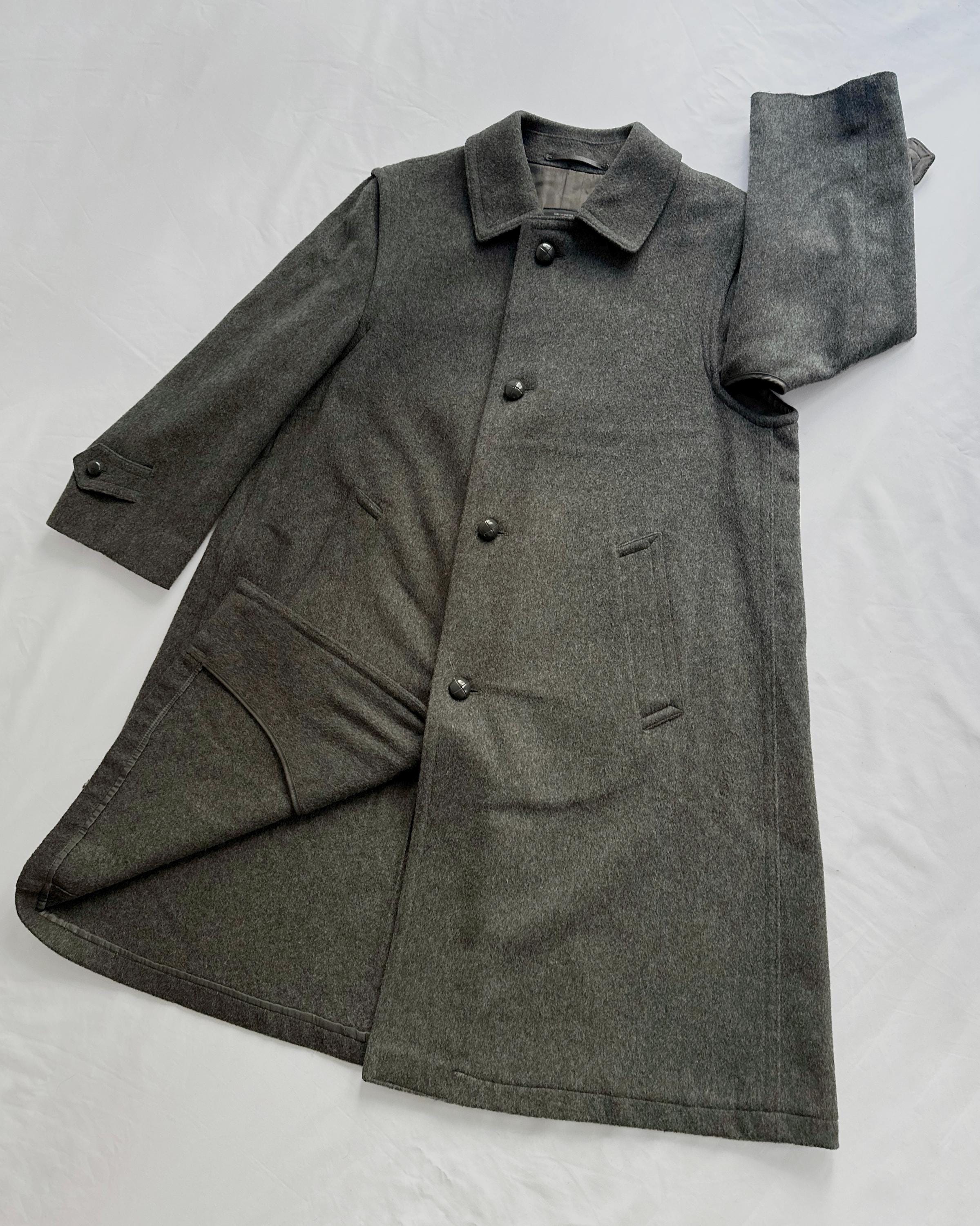 Vintage 90s Austrian Grey Wool Loden Coat, Mid-length A-line Overcoat ...