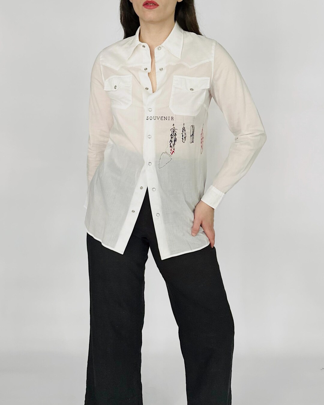 Agnes B. White Embroidered Shirt - Artist Collection - Etsy
