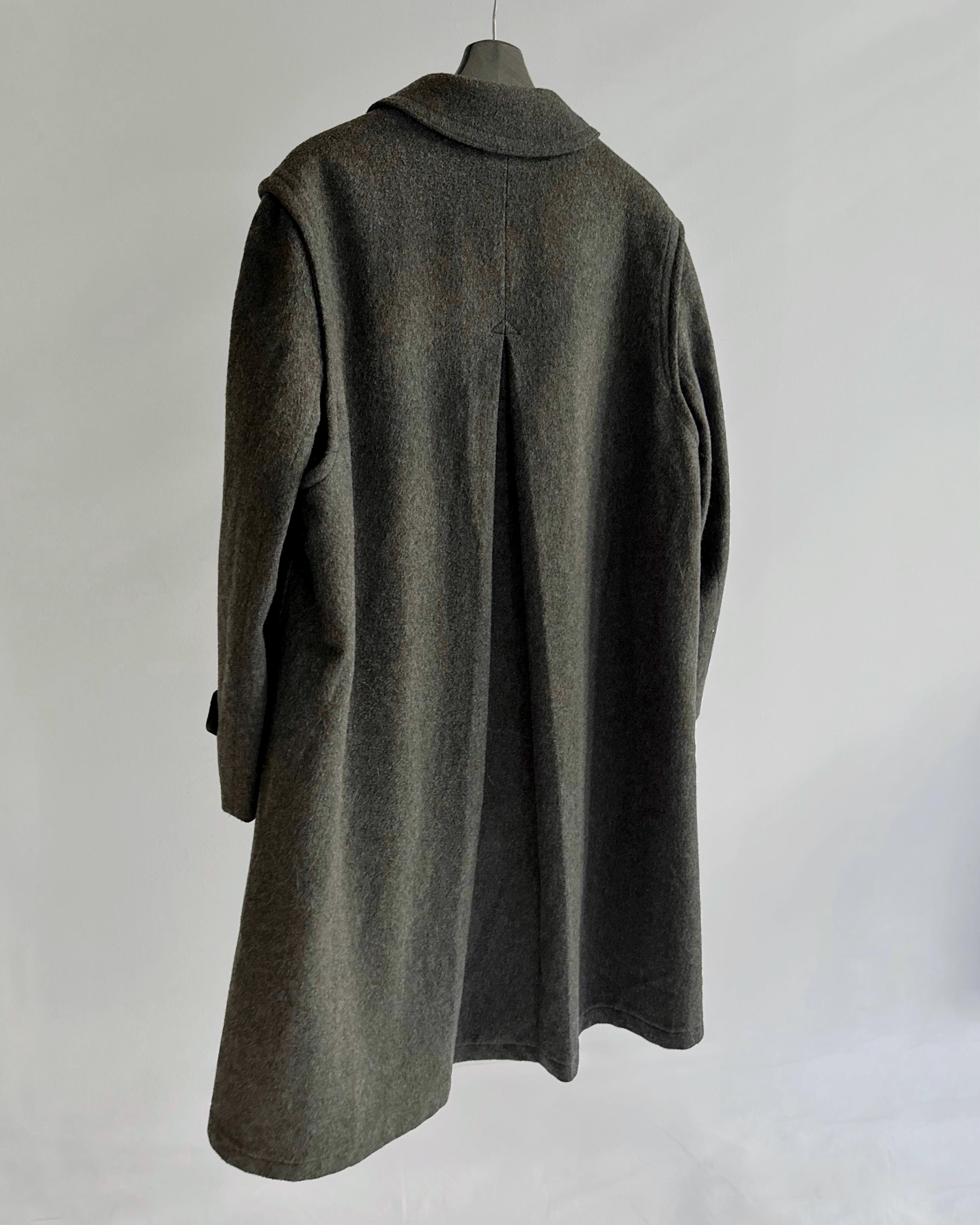 Vintage 90s Austrian Grey Wool Loden Coat, Mid-length A-line Overcoat ...