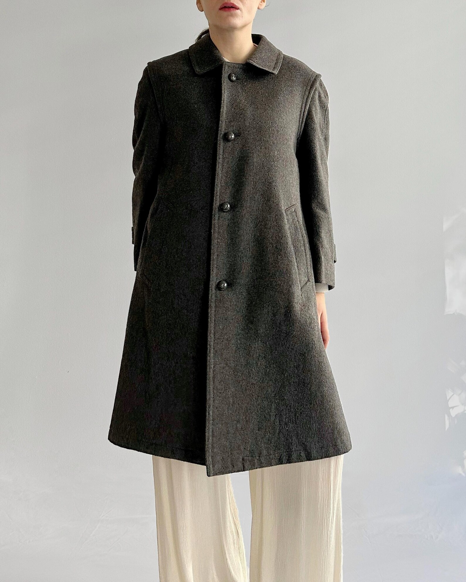 Vintage 90s Austrian Grey Wool Loden Coat, Mid-length A-line Overcoat ...