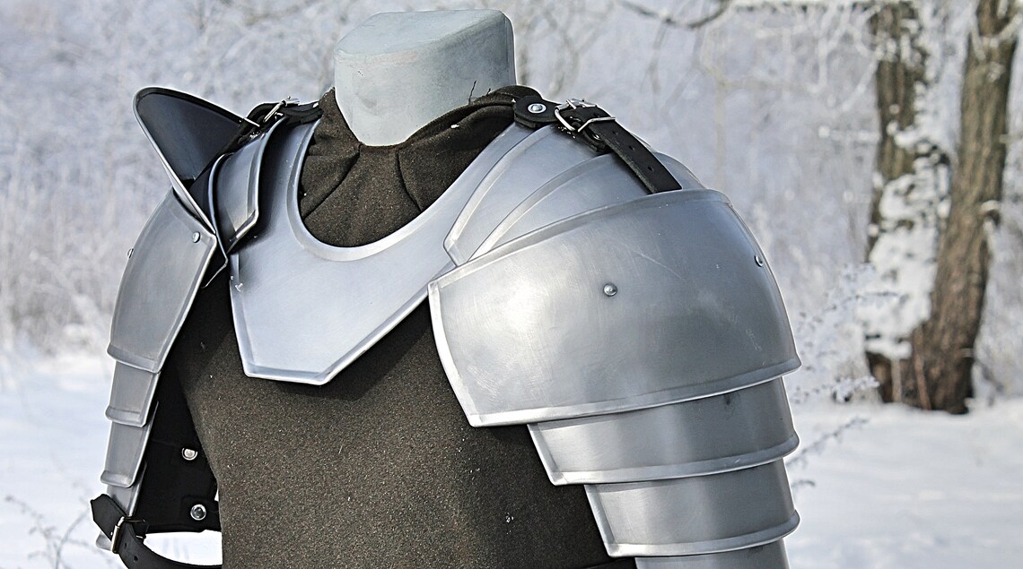 Pauldrons With Comb Larp Pauldrons Knight Pauldrons Larp - Etsy