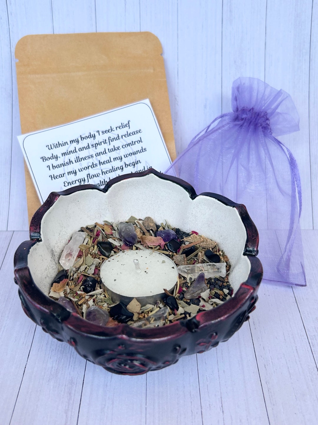 Witch Healing Spell Salt Bowl, Witchcraft Ritual, Offering Bowl, Altar ...