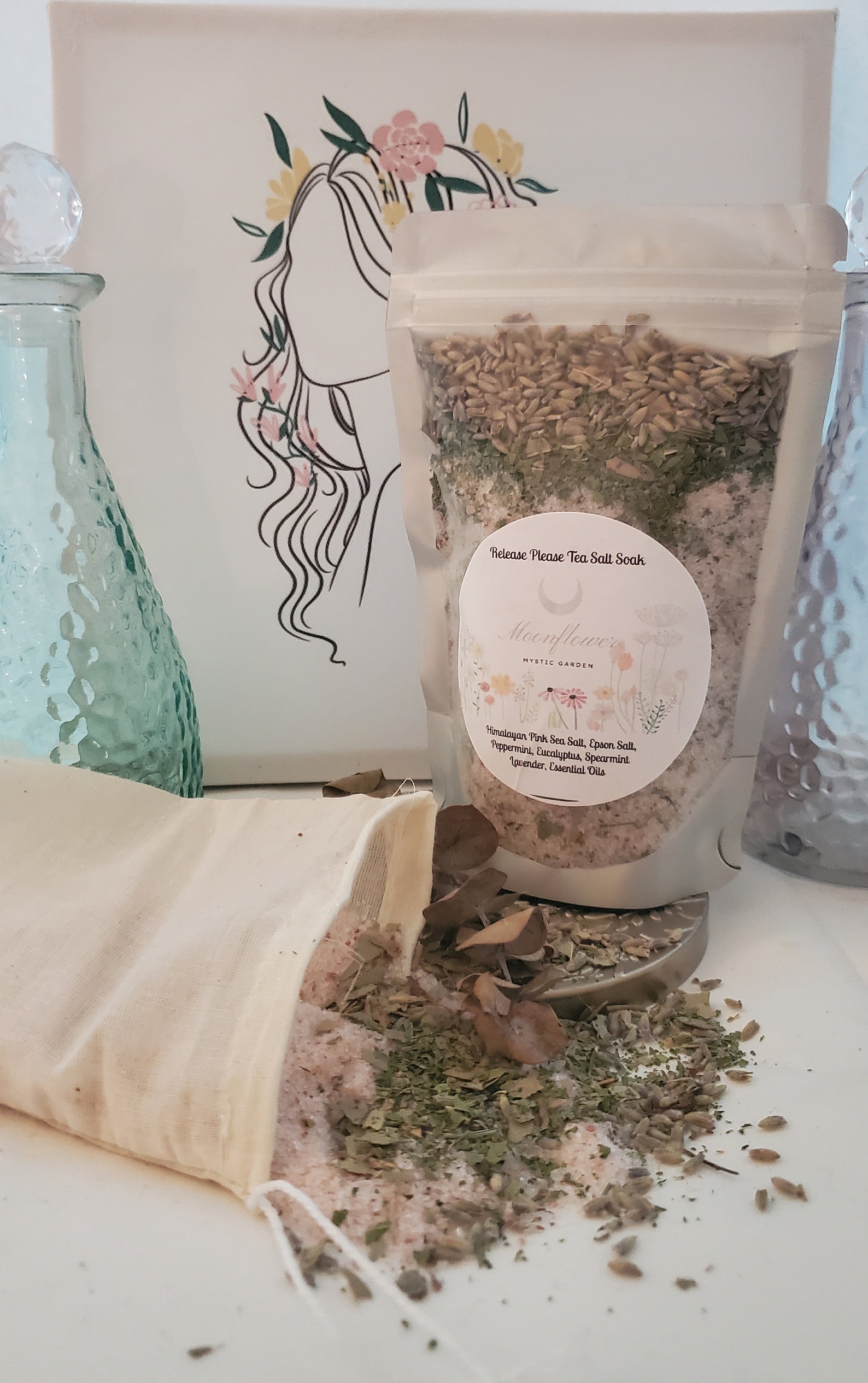 Botanical Bath Tea: Herbal Salt Soak, Self Care Set - Etsy