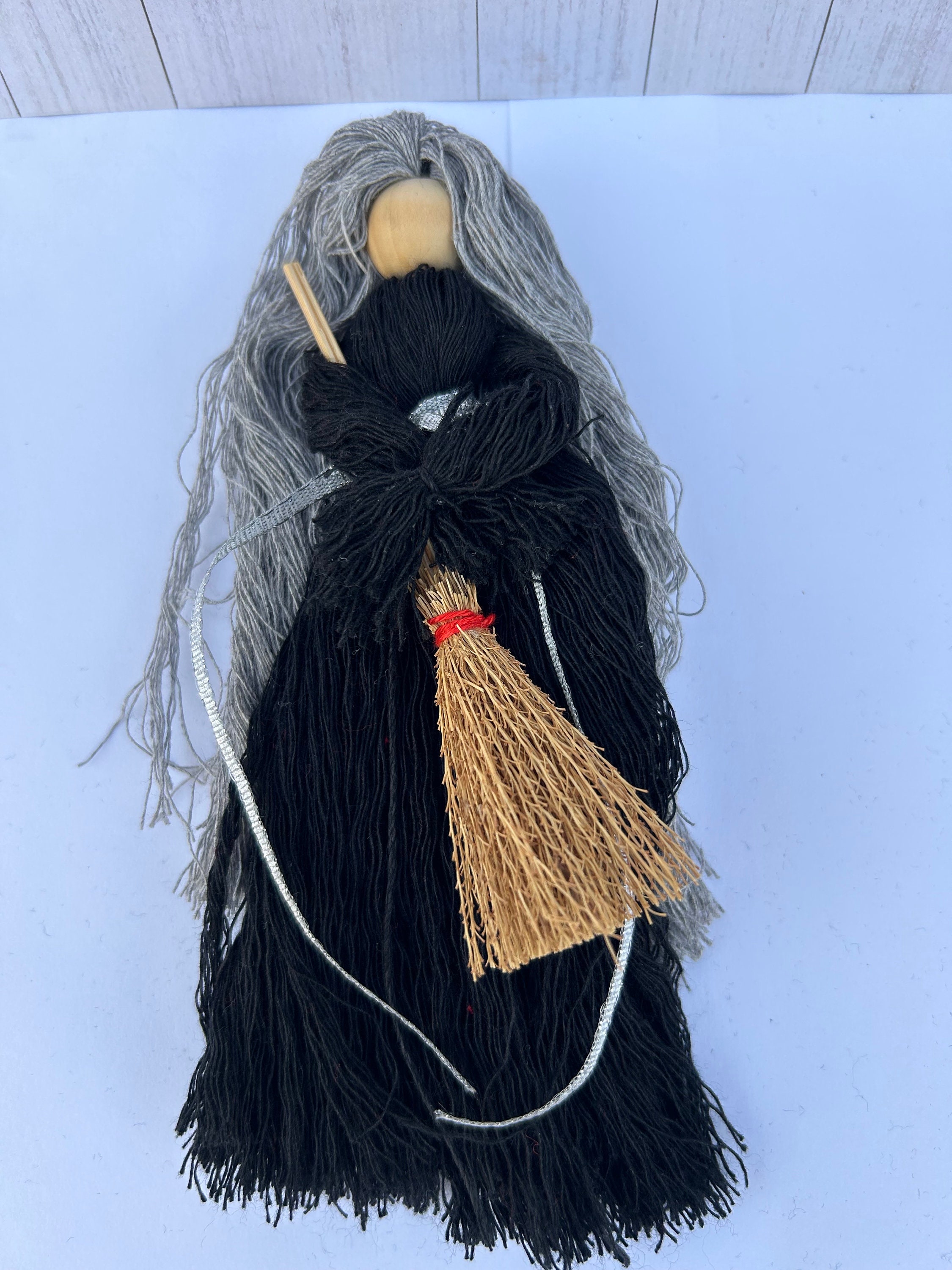 Handmade Witch Poppet Doll: Yarn Altar Decor With Besom Broom - Etsy
