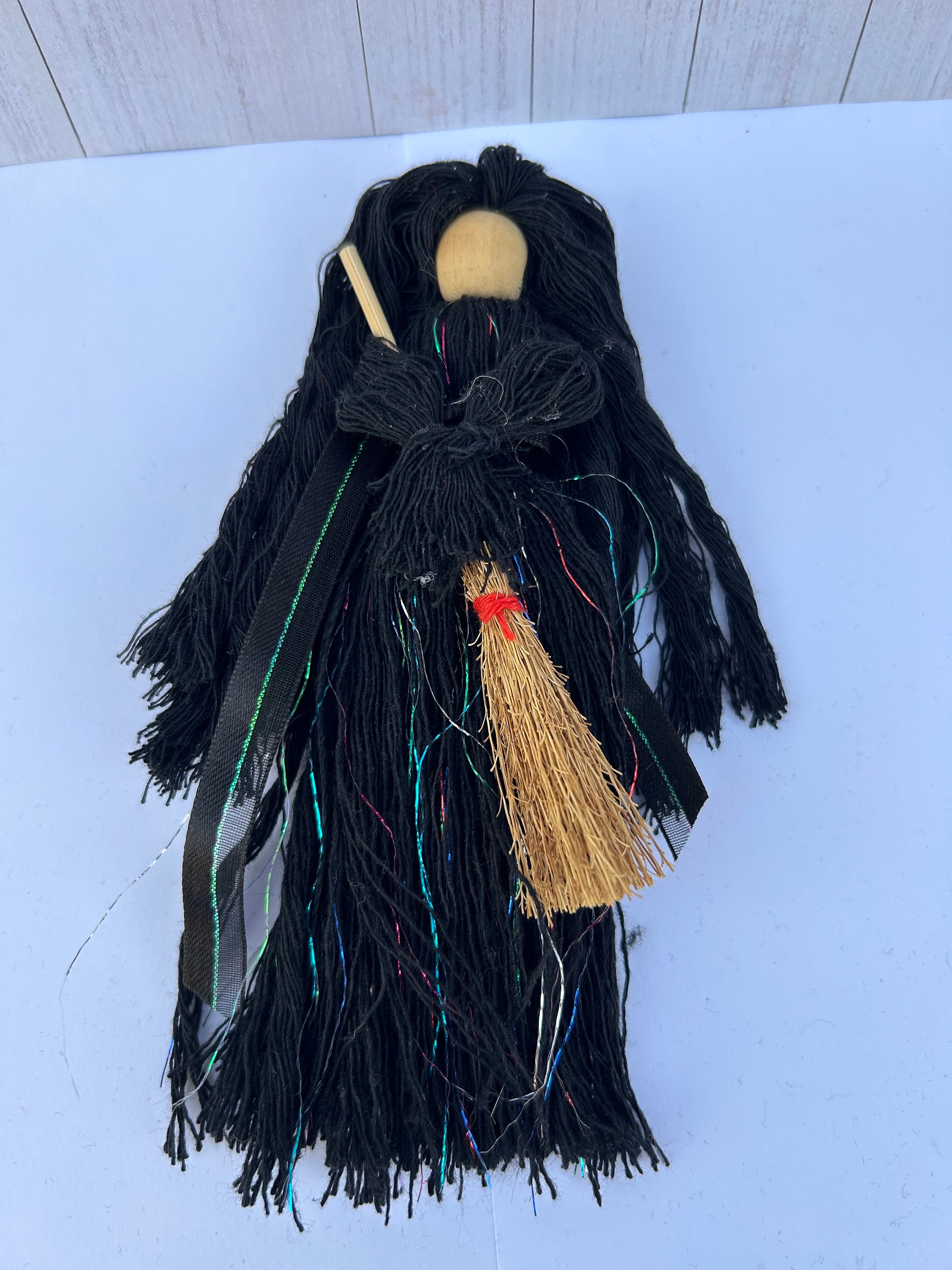 Handmade Witch Poppet Doll: Yarn Altar Decor With Besom Broom - Etsy
