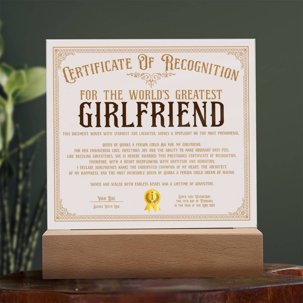 Acrylic Desk Plaques Anniversary Girlfriend Present, Acrylic Awards ...