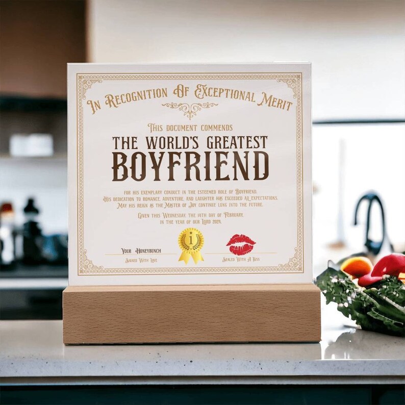 Acrylic Desk Plaques Anniversary Boyfriend Present, Acrylic Awards ...