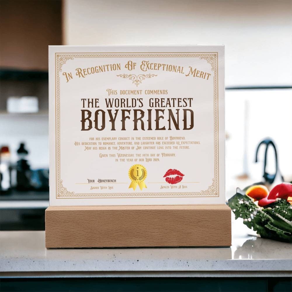 Acrylic Desk Plaques Anniversary Boyfriend Present, Acrylic Awards ...