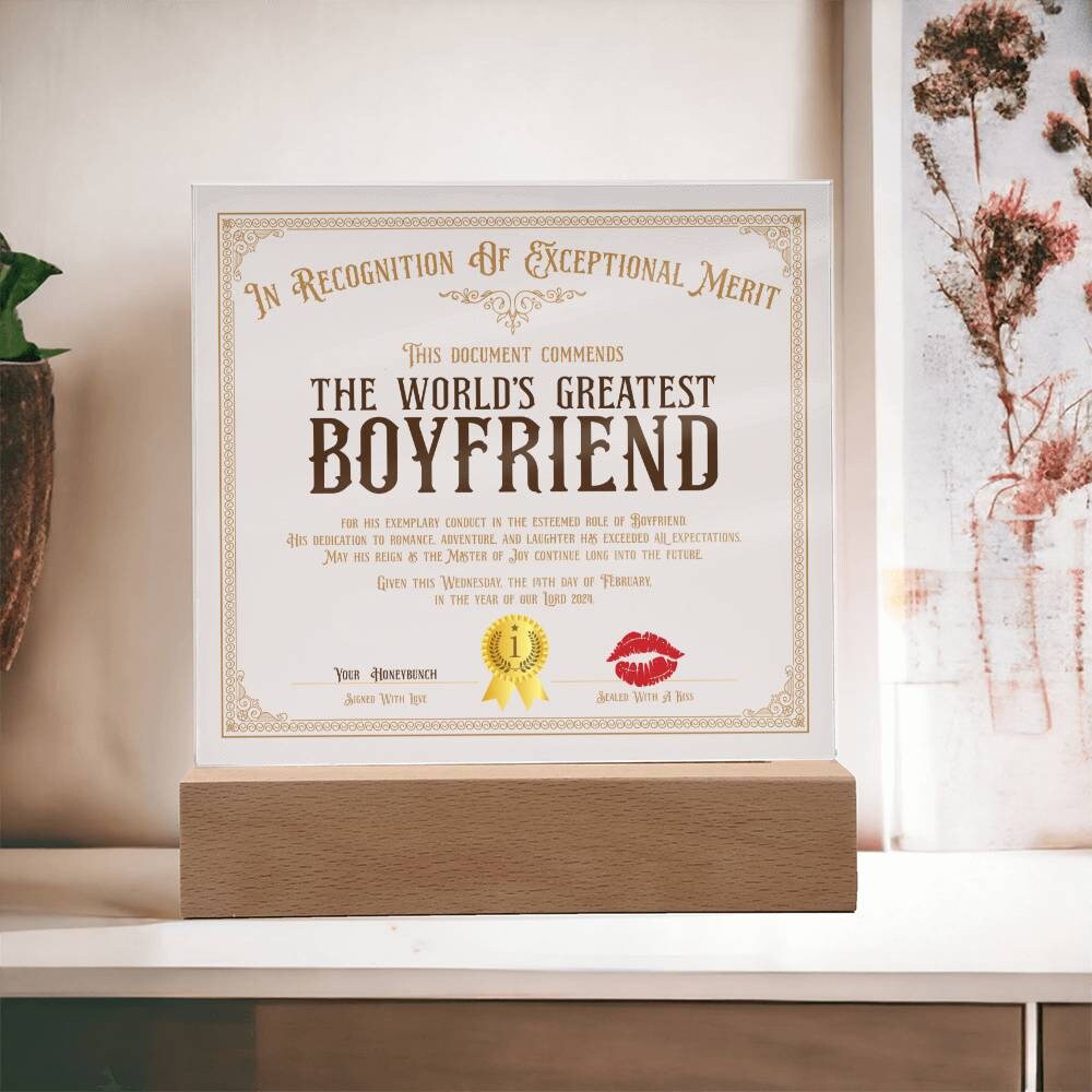 Acrylic Desk Plaques Anniversary Boyfriend Present, Acrylic Awards ...