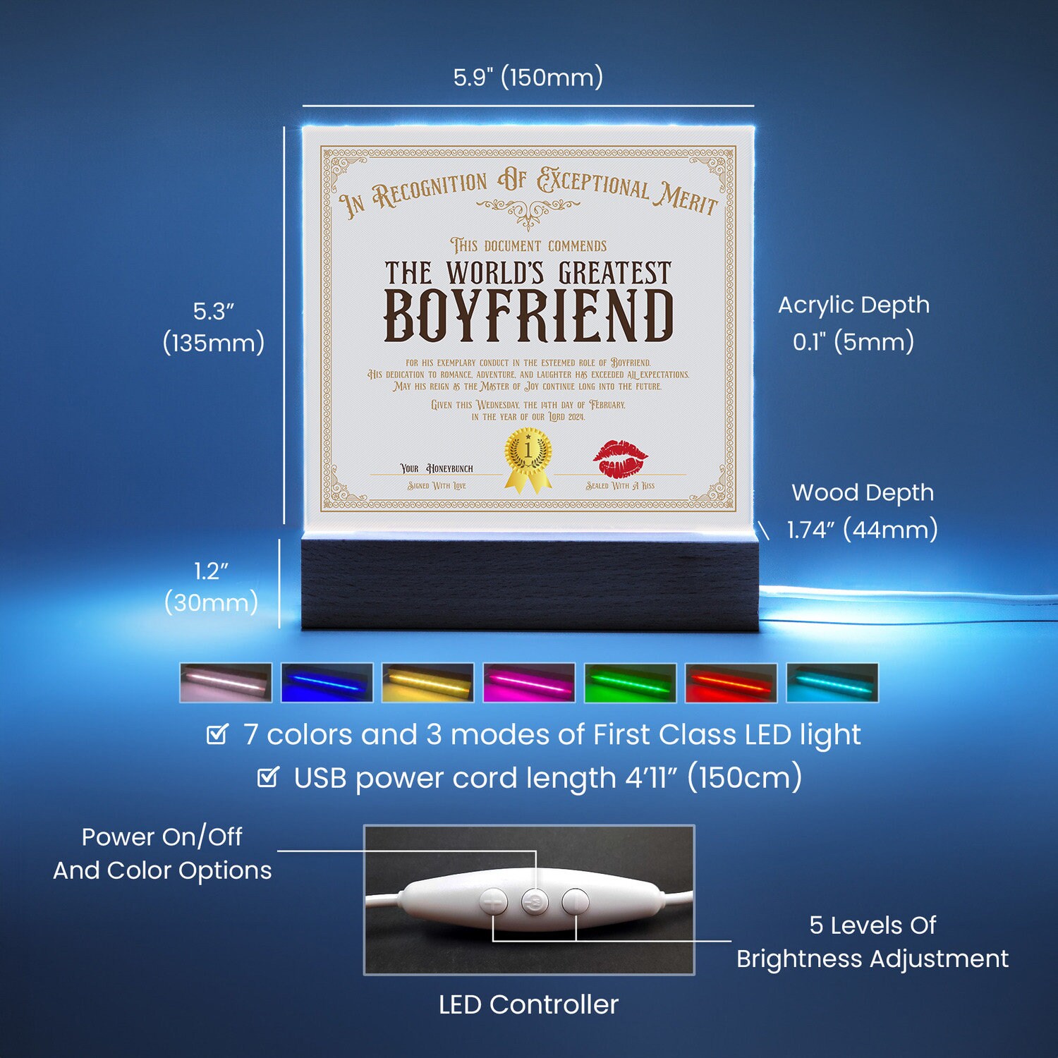 Acrylic Desk Plaques Anniversary Boyfriend Present, Acrylic Awards ...