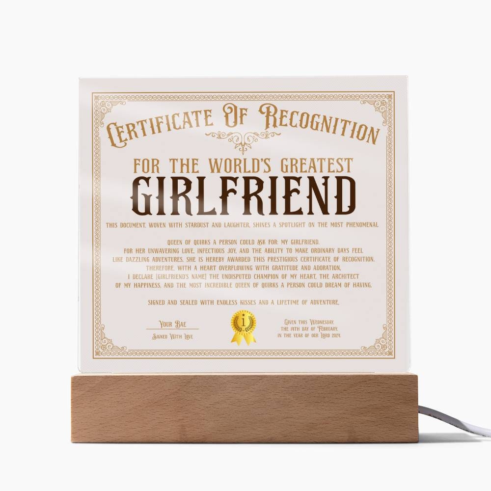 Acrylic Desk Plaques Anniversary Girlfriend Present, Acrylic Awards ...