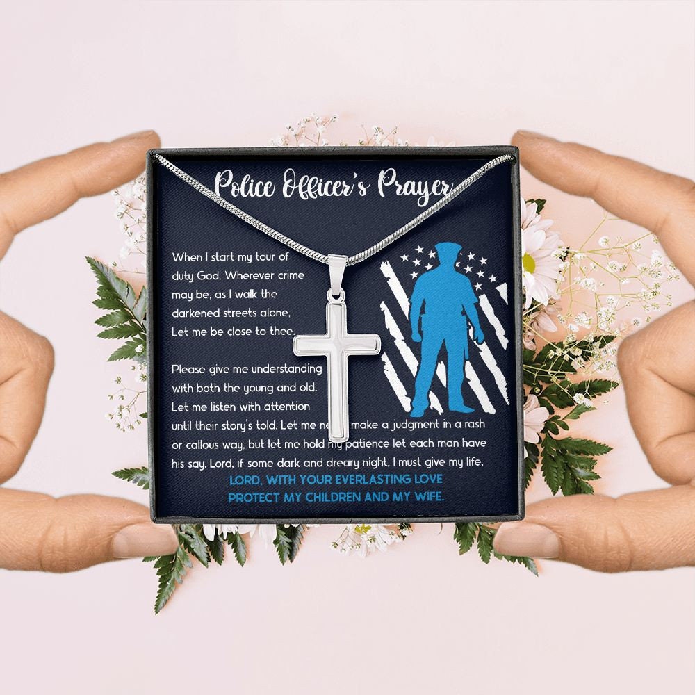 Police Officer's Prayer Engraved Necklace Gift, Graduation Gift for ...