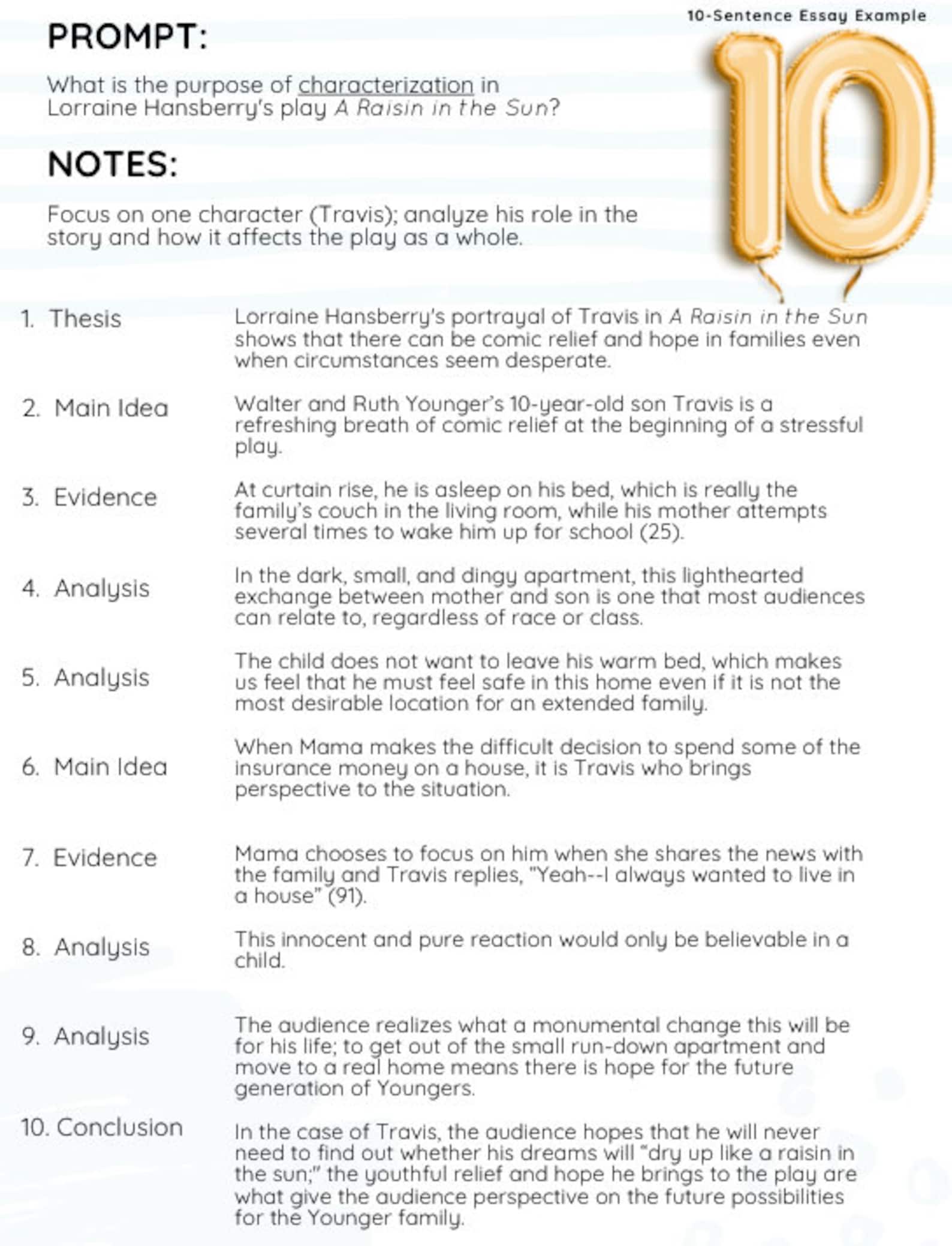 The 10 Sentence Essay Printable - Etsy