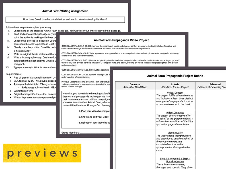 Animal Farm Unit Activity Bundle - Etsy