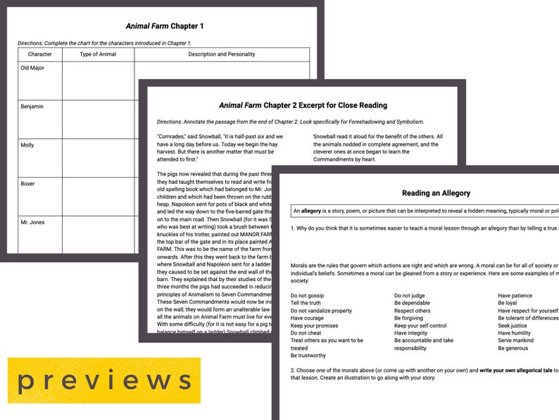 Animal Farm Unit Activity Bundle - Etsy