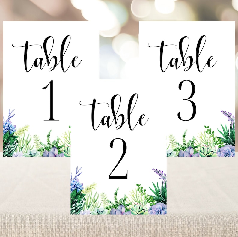 Printable Table Numbers 1-30 With Succulent/floral Design for - Etsy