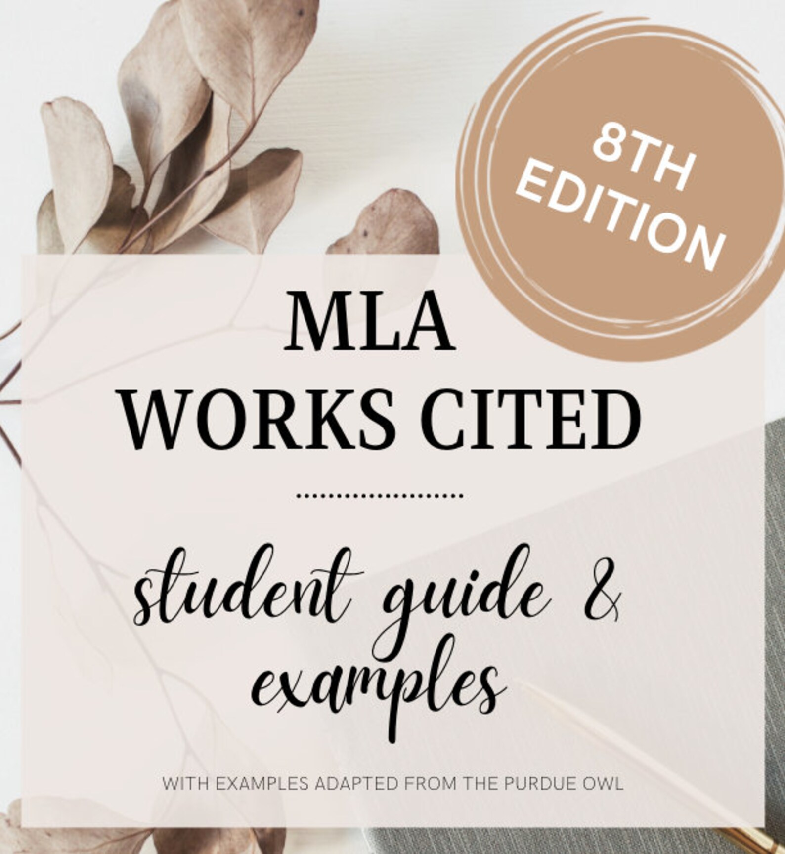 MLA Format Works Cited Teacher Student Guide / Formatting Example ...