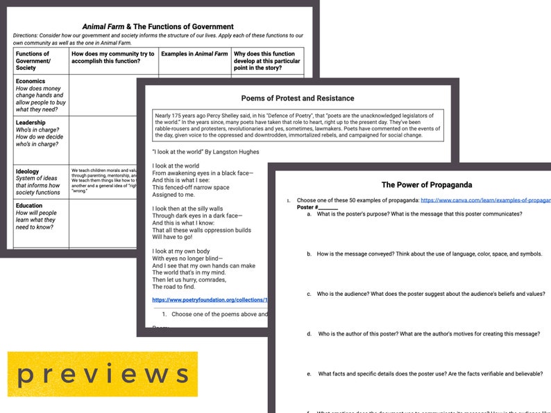 Animal Farm Unit Activity Bundle - Etsy