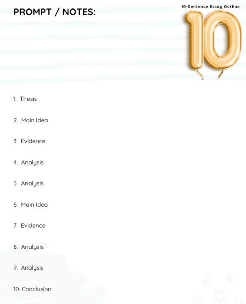 The 10 Sentence Essay Printable - Etsy
