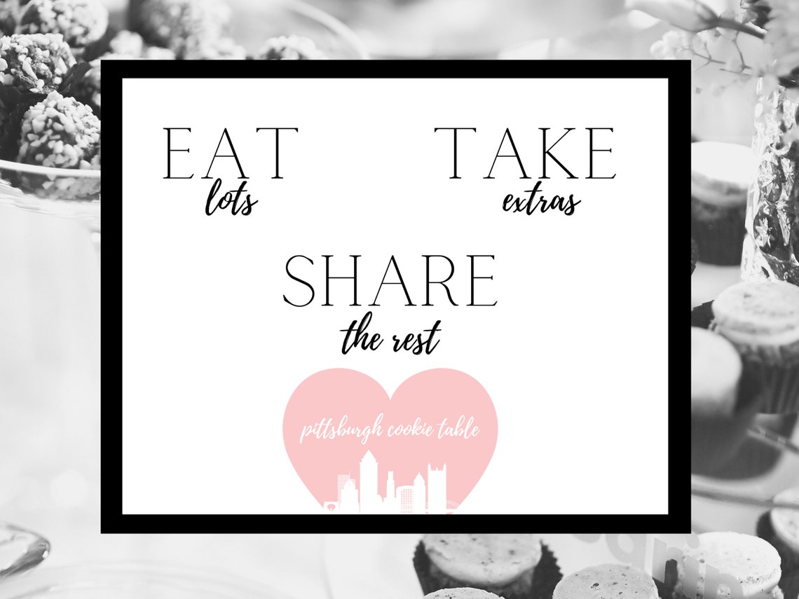 Cookie Table Sign / Pittsburgh Wedding / Instant Printable Download - Etsy