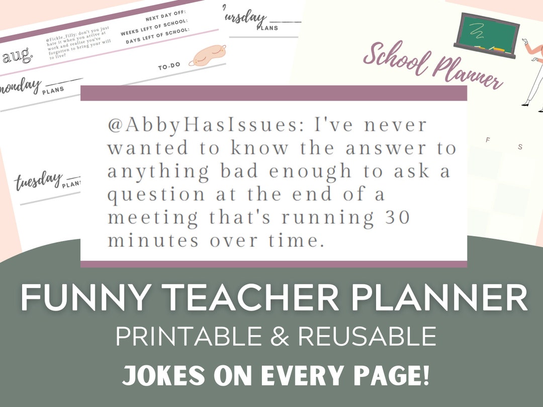 Funny Teacher Weekly Planner / Printable Digital Download / 11 Months ...