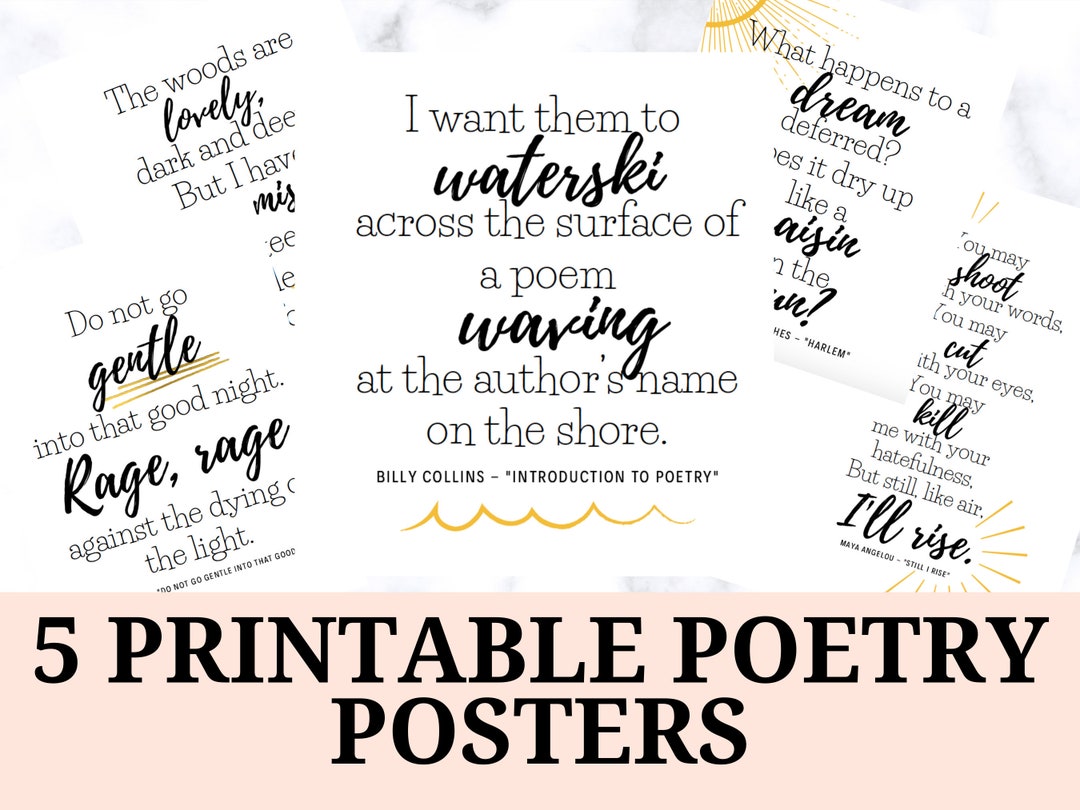 Poetry Digital Printables Artwork Bundle / Maya Angelou, Billy Collins ...