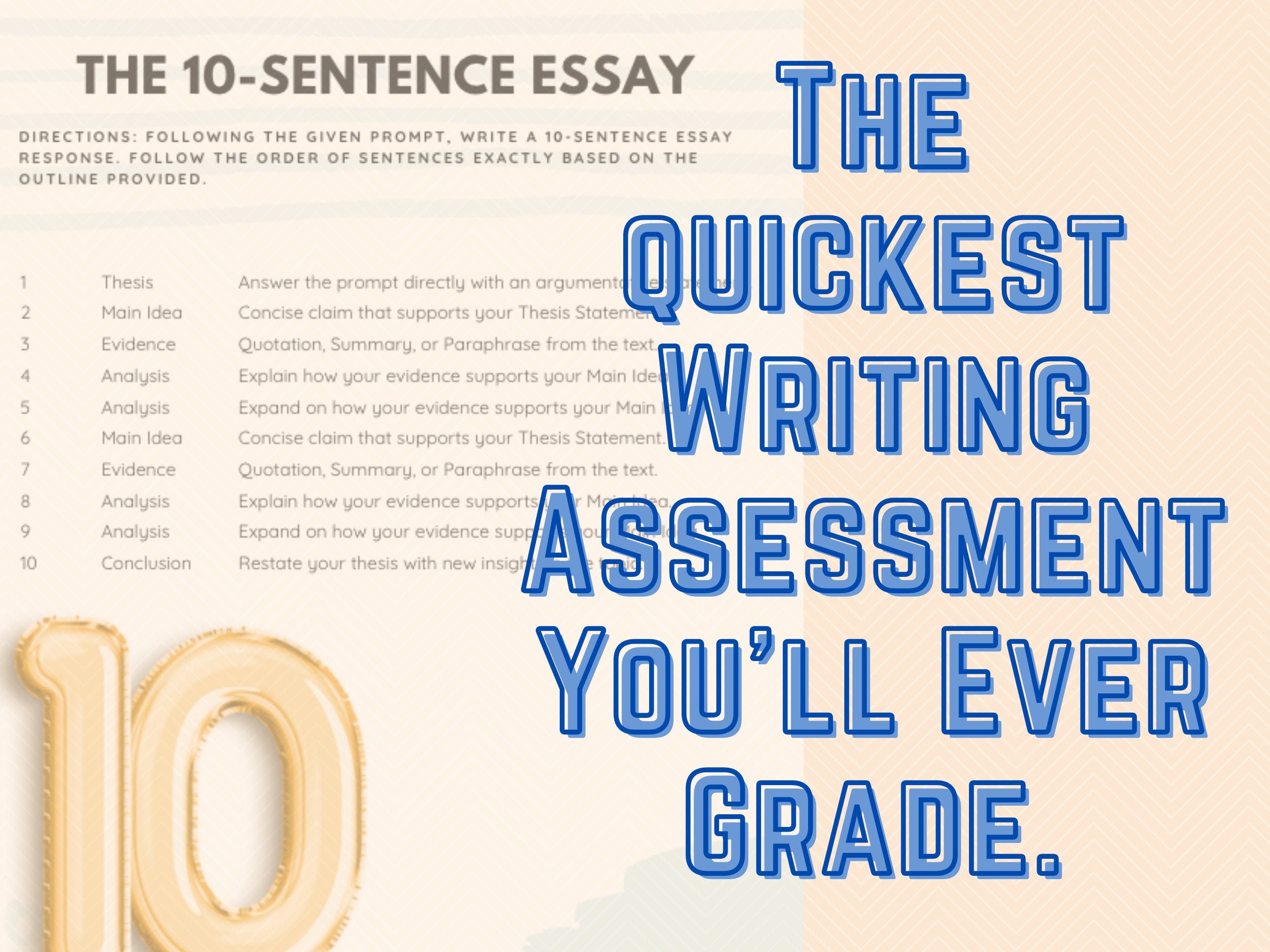 The 10 Sentence Essay Printable - Etsy