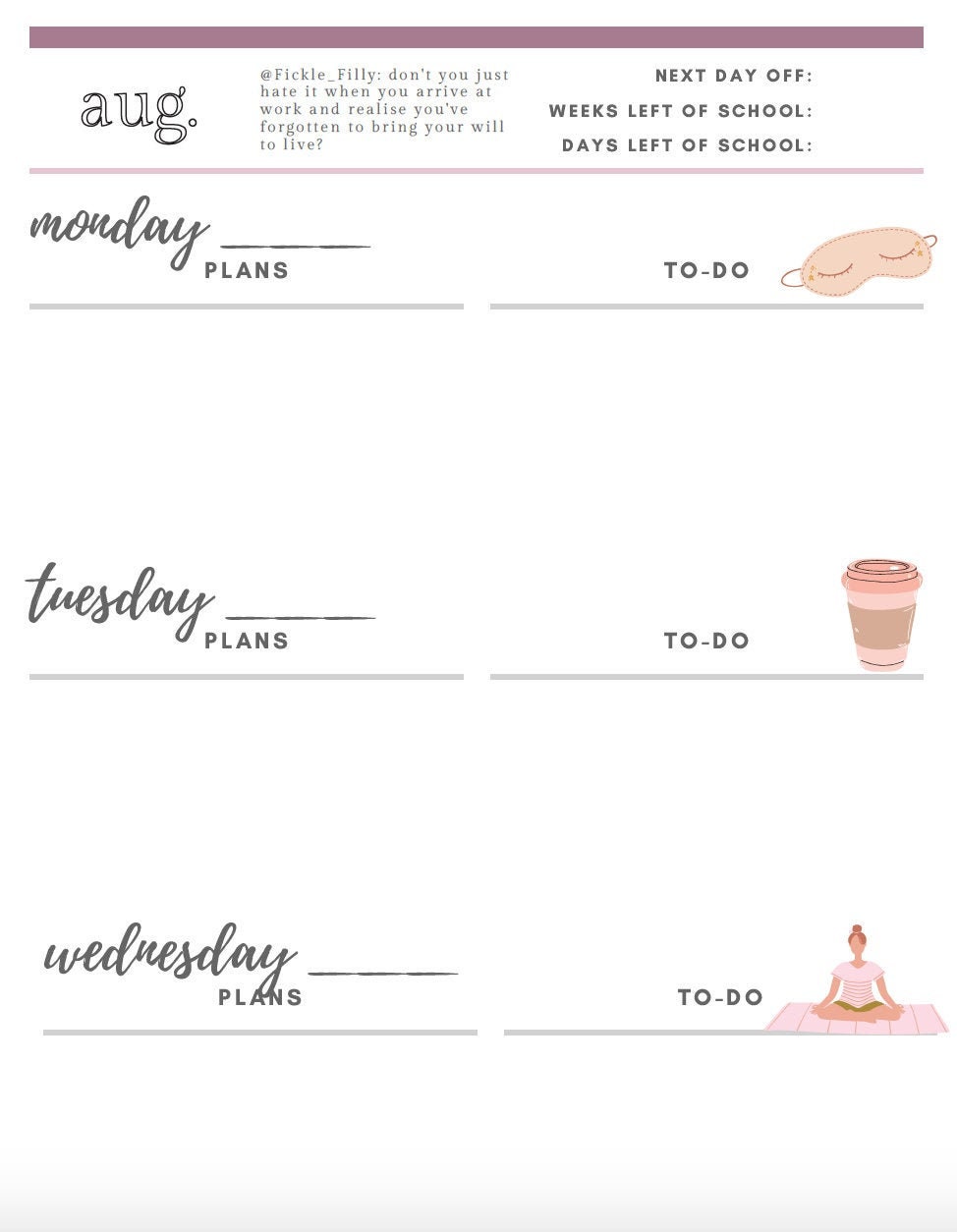 Funny Teacher Weekly Planner / Printable Digital Download / 11 Months ...