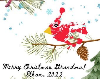 Cardinal Handprint Art Printable Christmas Handprint Craft Winter ...