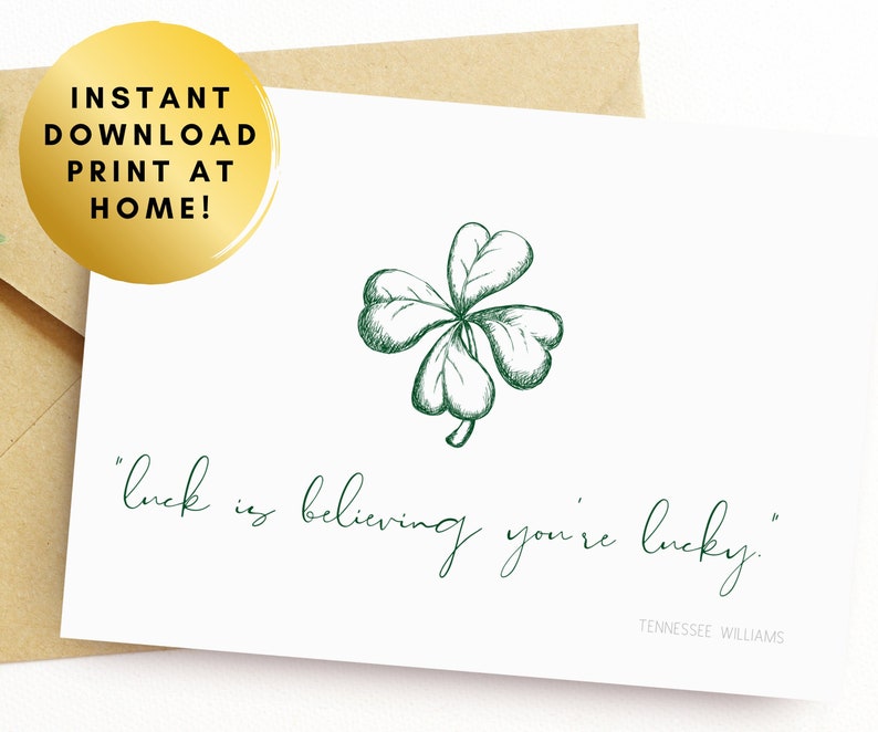 St. Patrick's Day Greeting Card / Print at Home Digital Download - Etsy