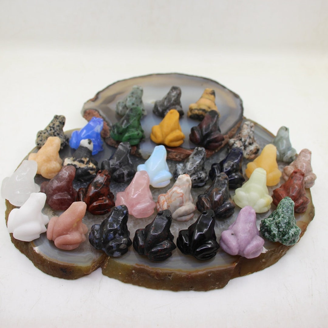 1.5 Inches Natural Gemstone Frog Statue,hand Carved Animal Figurine ...