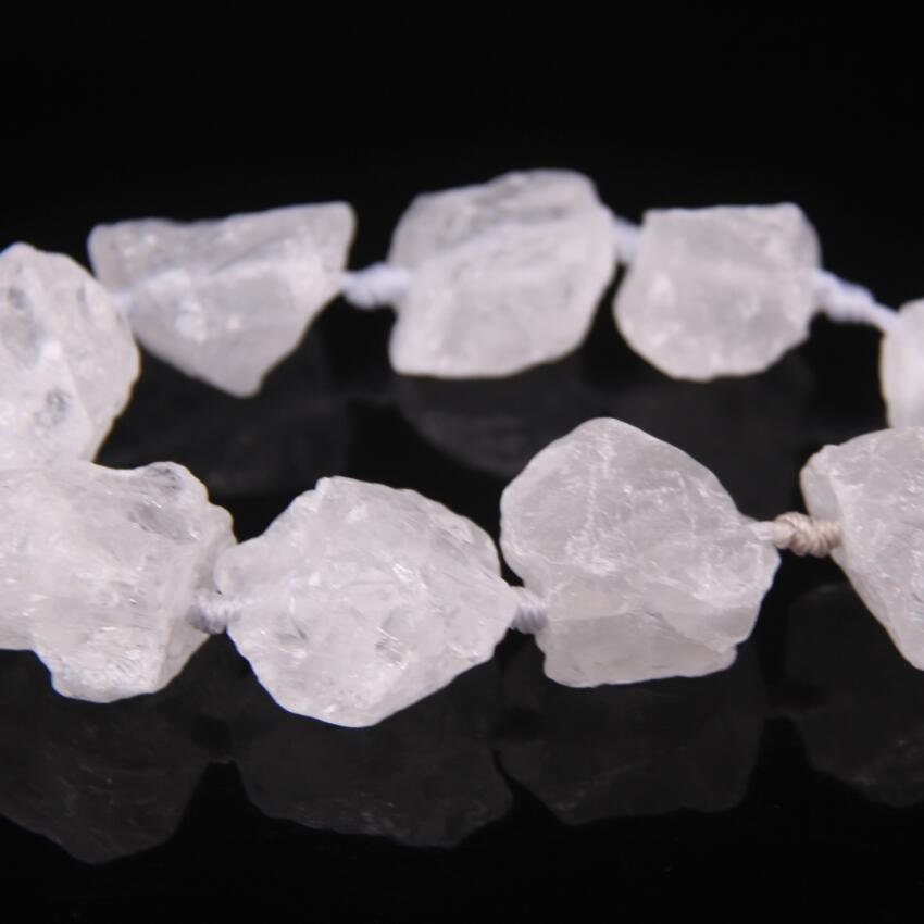 Full Strandnatural Raw White Crystal Nuggets Big Hole Loose | Etsy
