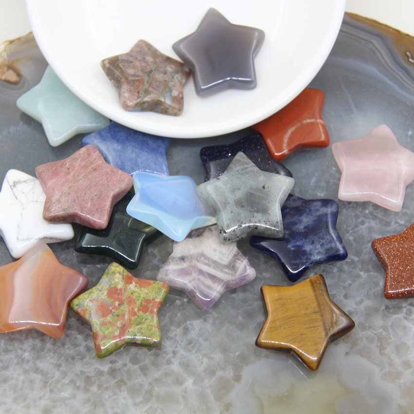 18Kinds StonesNatural Gemstones Star Shaped30mm Rose | Etsy