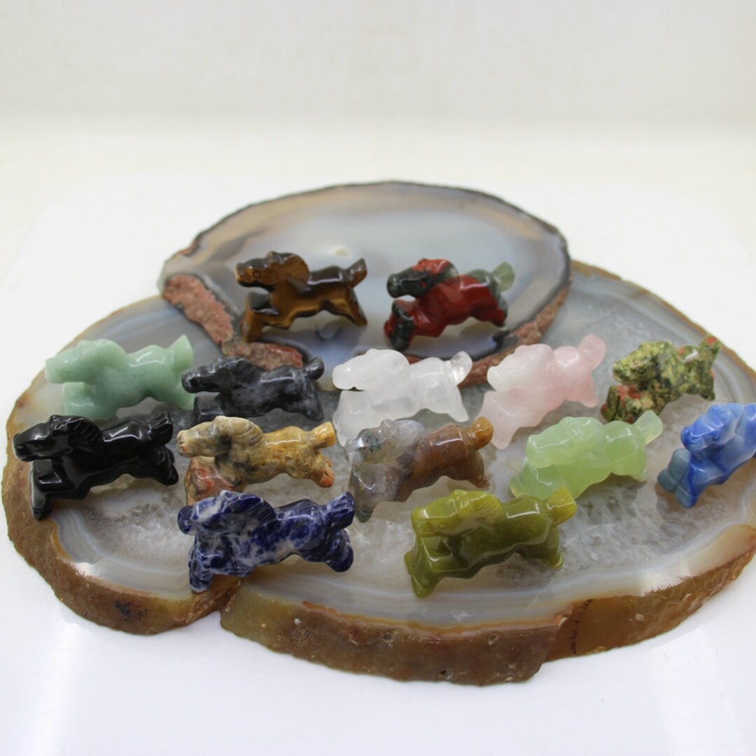 2 Inches Hand Carved Gallop Steed Figurine Decor,natural Stone Cute ...