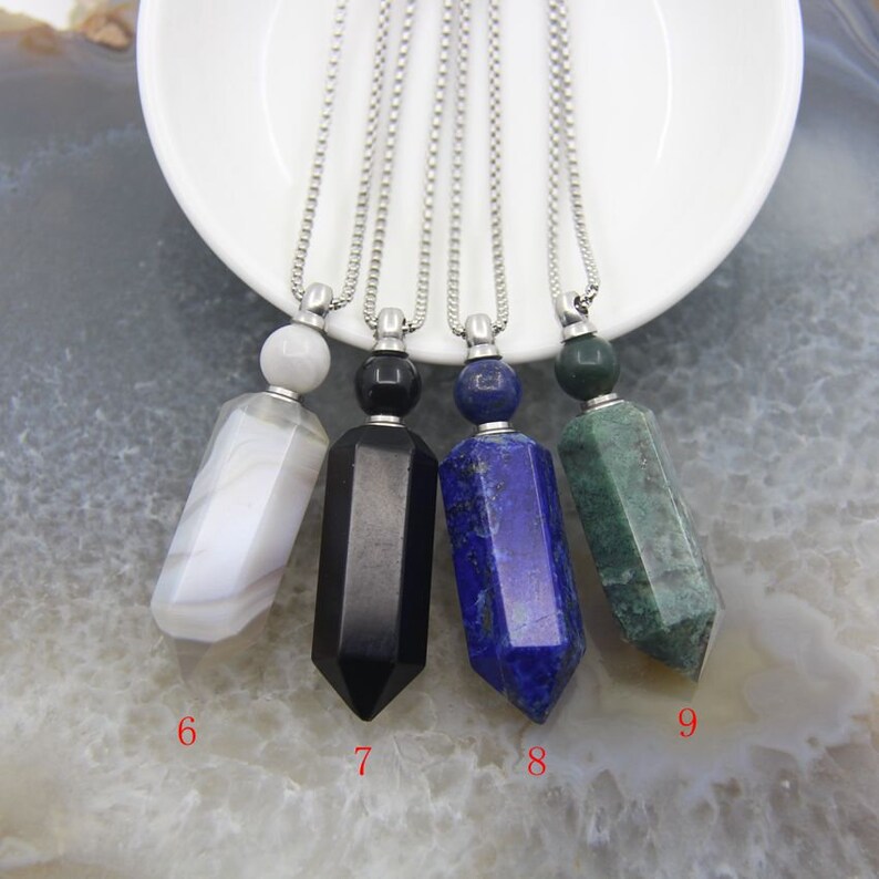 Natural Gemstone Hexagon Prism Spike Beads Perfume Bottle - Etsy