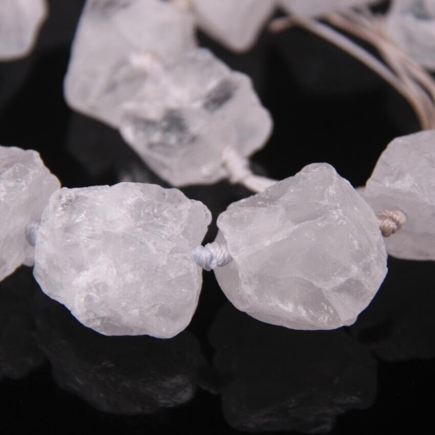Full Strandnatural Raw White Crystal Nuggets Big Hole Loose - Etsy