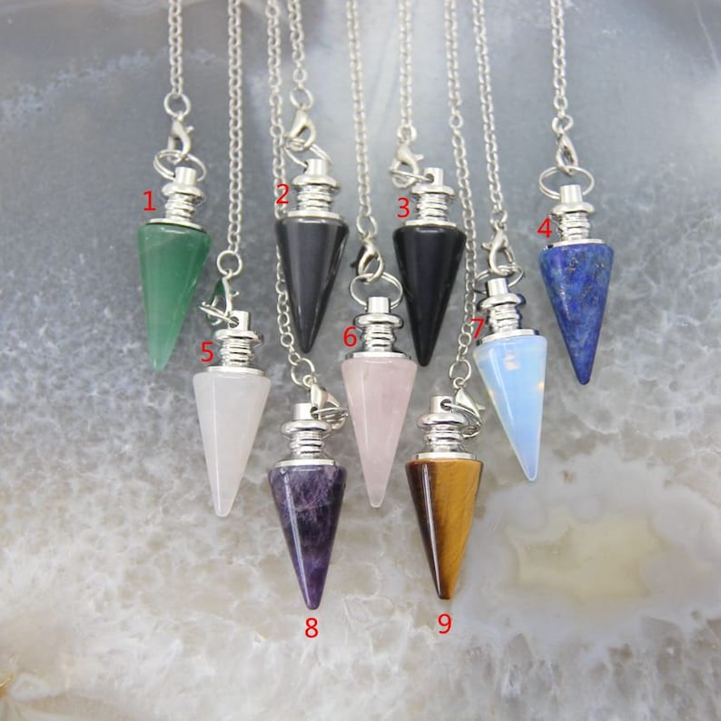 Gemstone Point Pendulum, Healing Crystal Necklace, Divination Tool - Etsy