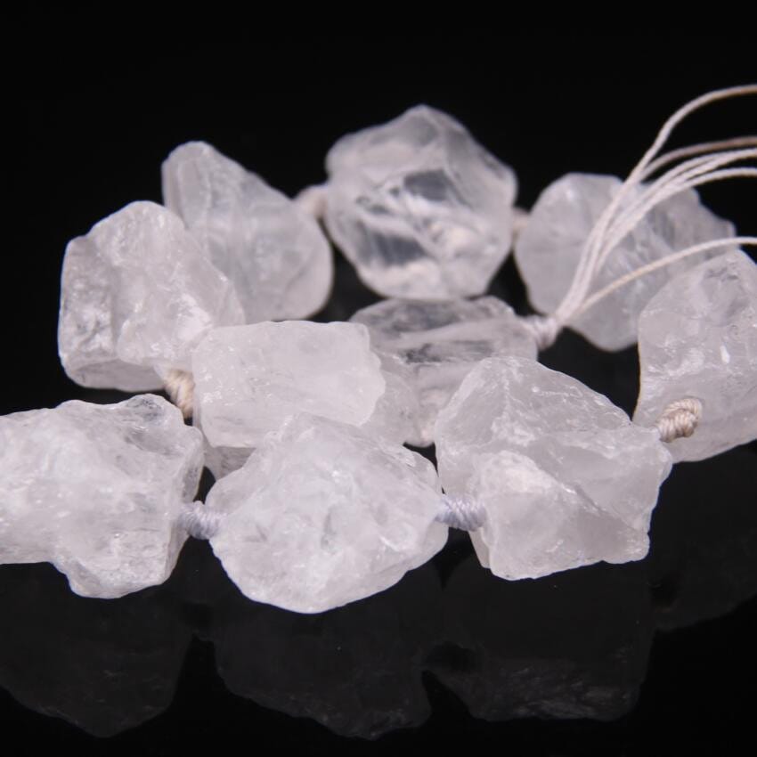 Full Strandnatural Raw White Crystal Nuggets Big Hole Loose | Etsy