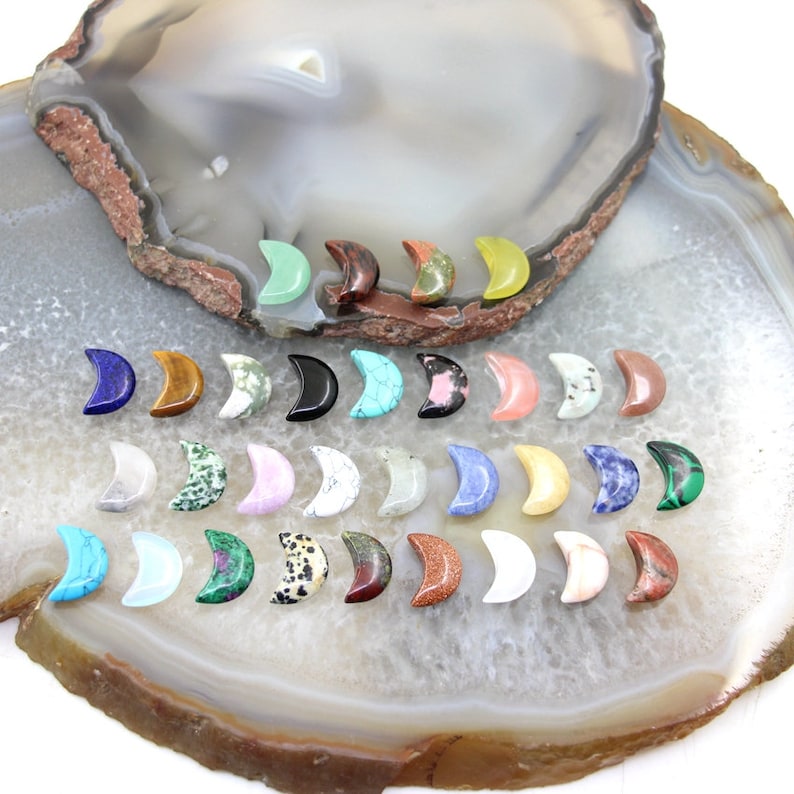 18mm Healing Crystal Moon Decor Pocket Stone,reiki Gemstone Mini Moon ...
