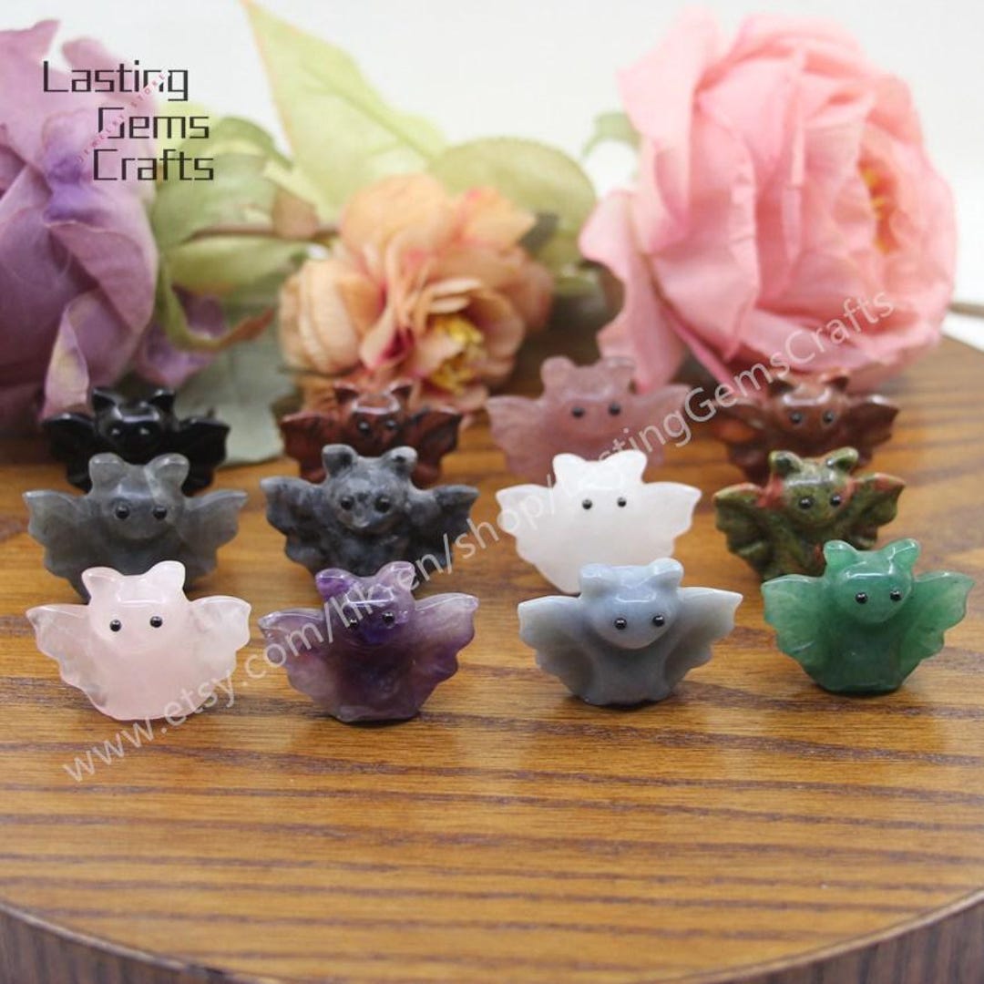 1.5" Crystal Bats,halloween Bats,hand Carved Crystal Animals,gemstone ...