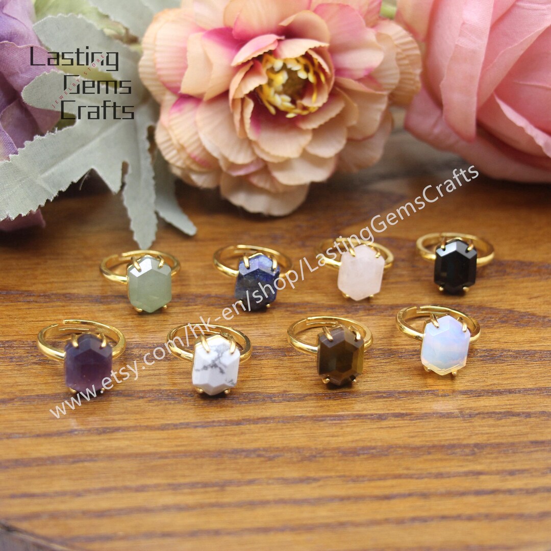 Faceted Crystal Ring,hexagonal Ring,gemstone Ring,gold Ring ...