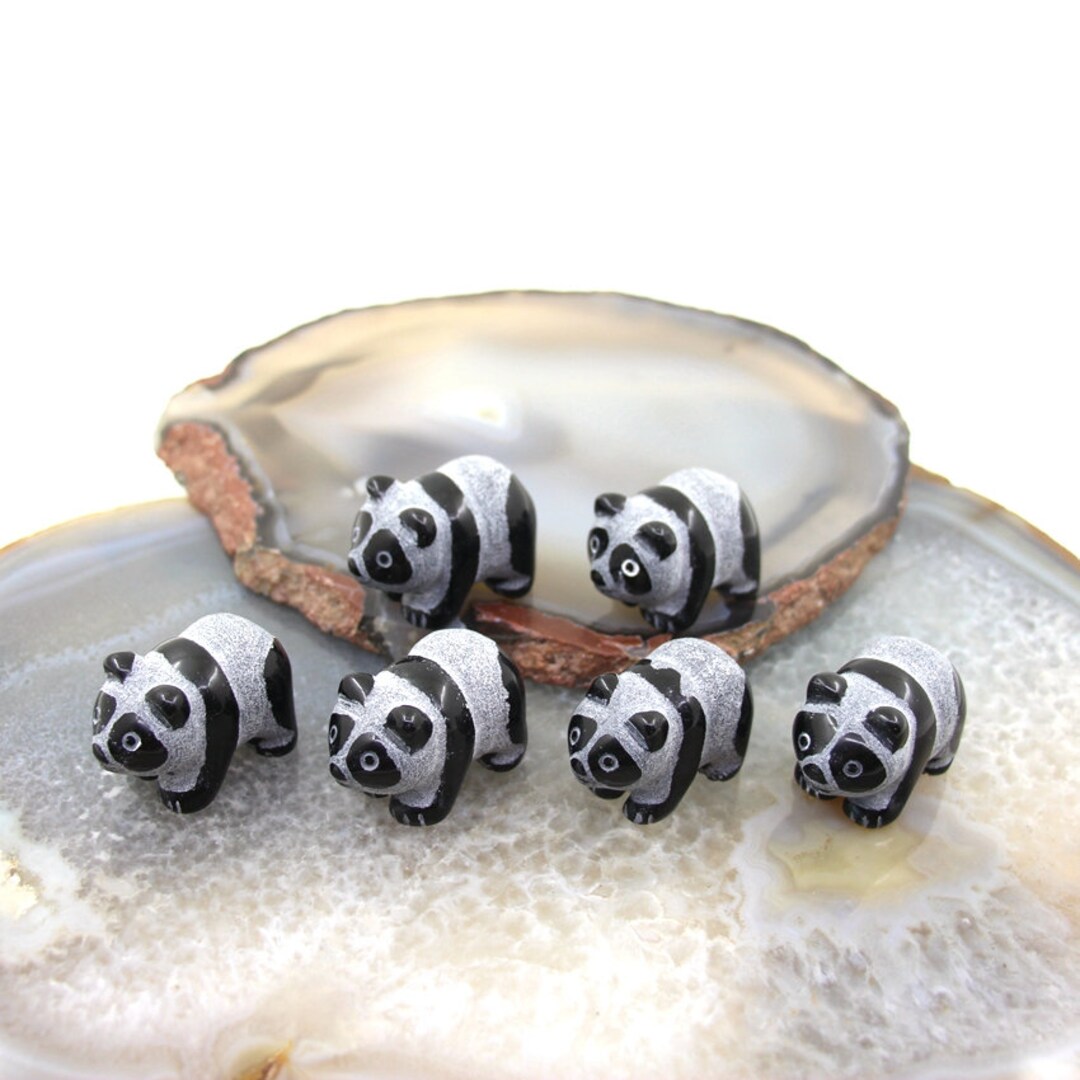 1.5 Inch Natural Obsidian Cute Panda Statue,hand Carved Panda Figurine ...