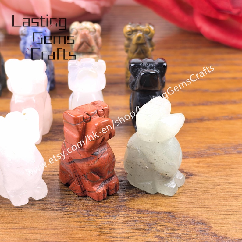 Gemstone Dog Figurine, Hand Carved Animal Sculpture, Crystal Home Decor ...