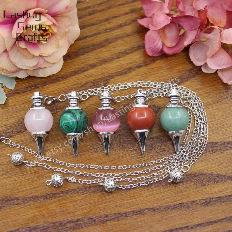 Round Shape Quartz Pendulum Pendant,healing Crystal Pendulum Jewelry ...