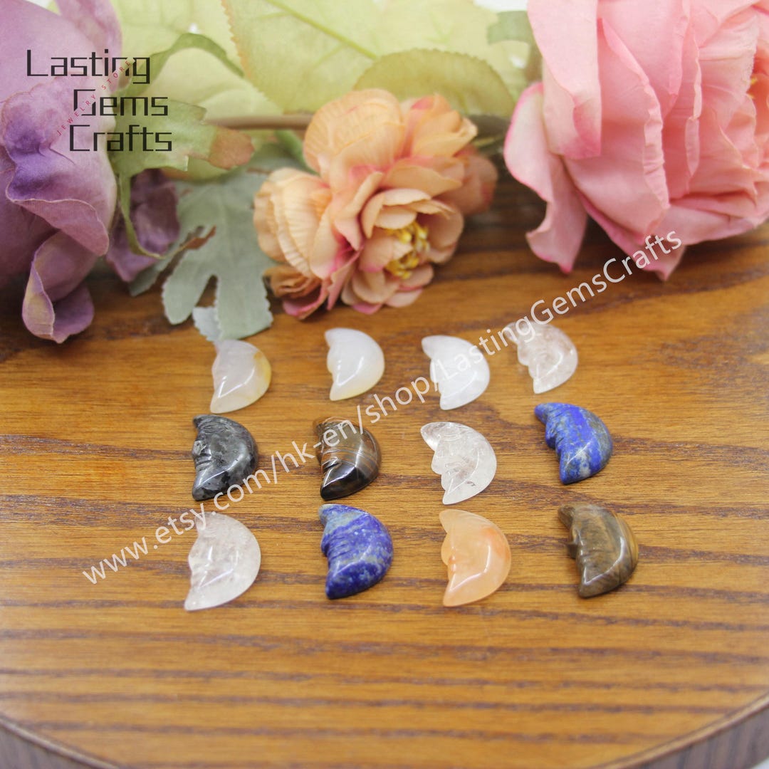 1 Inches Natural Stone Moon Face Statue,healing Crystal Crescent Face ...