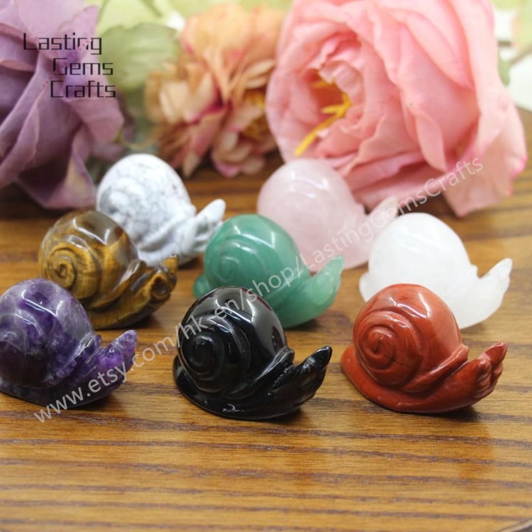 2inch Natural Crystal Snail,hand Carved Snail Statue,crystal Snail ...