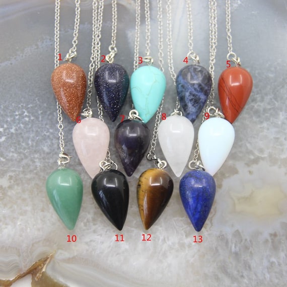 Teardrop-shaped Natural Gemstone Point Pendulum - Etsy