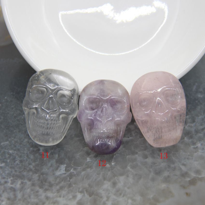 Flat Gemstones Hand Carved Skull13 Kinds Stonesrose | Etsy